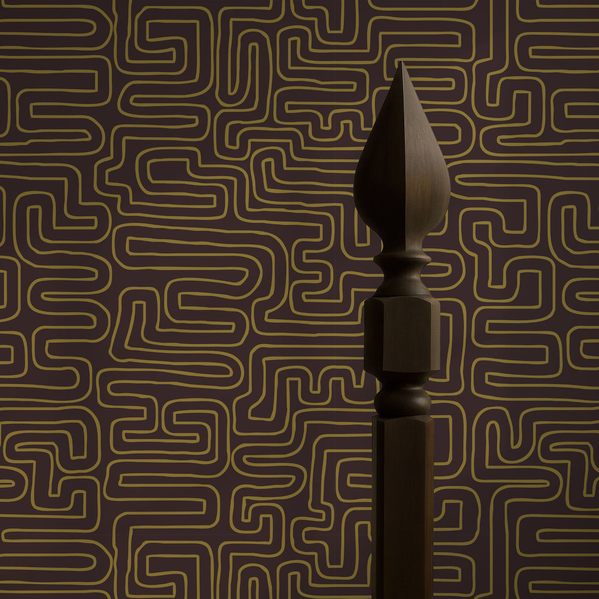 Le Labyrinthe | Moody Maze Squiggly Lines Maximalist Wallpaper – Sckribbles