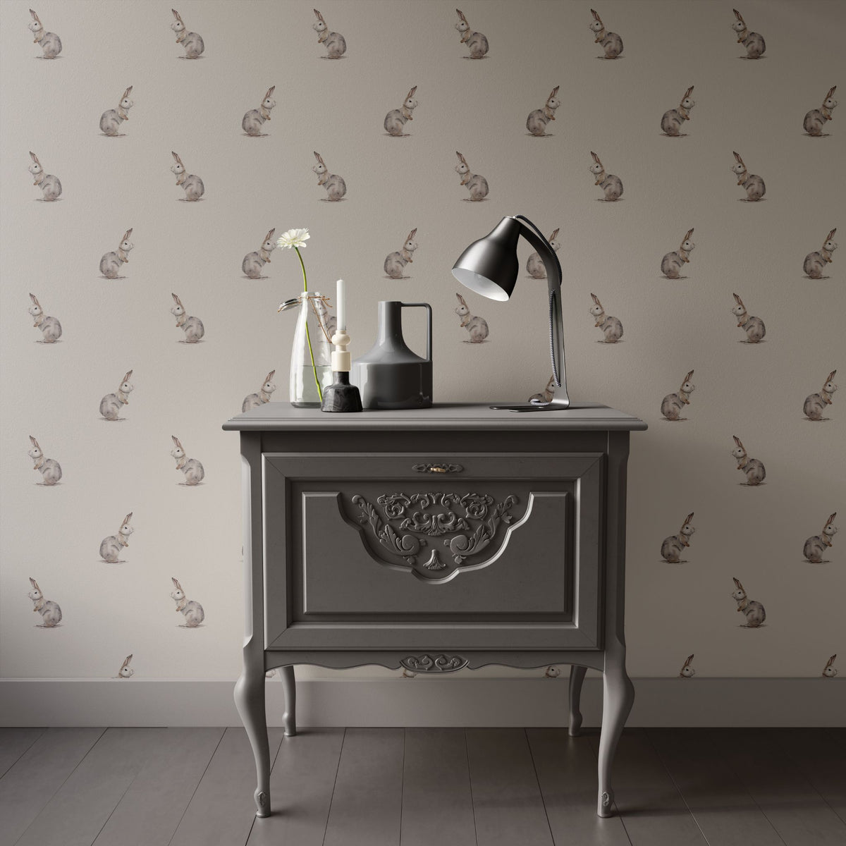 Bunny Bliss | Sweet Cute Neutral Rabbit Nursery Wallpaper – Sckribbles
