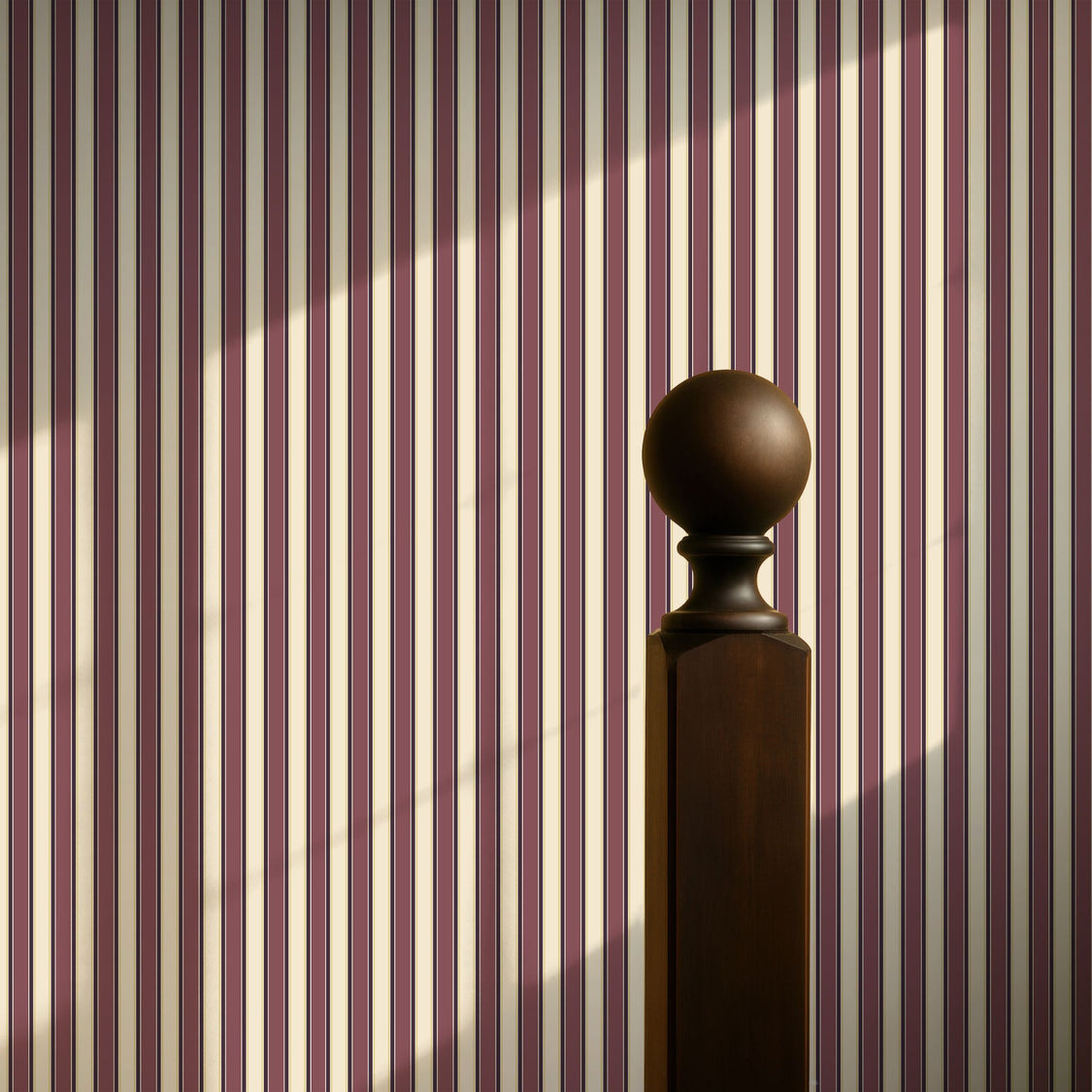 Regal Stripes | Sophisticated Classic Mauve & Cream Striped Wallpaper ...